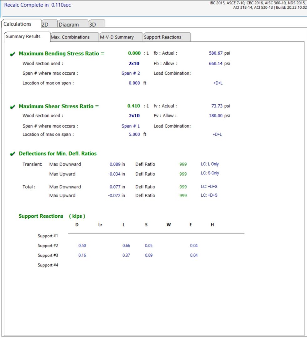 Multiple Simple Beam Analysis & Design - ENERCALC