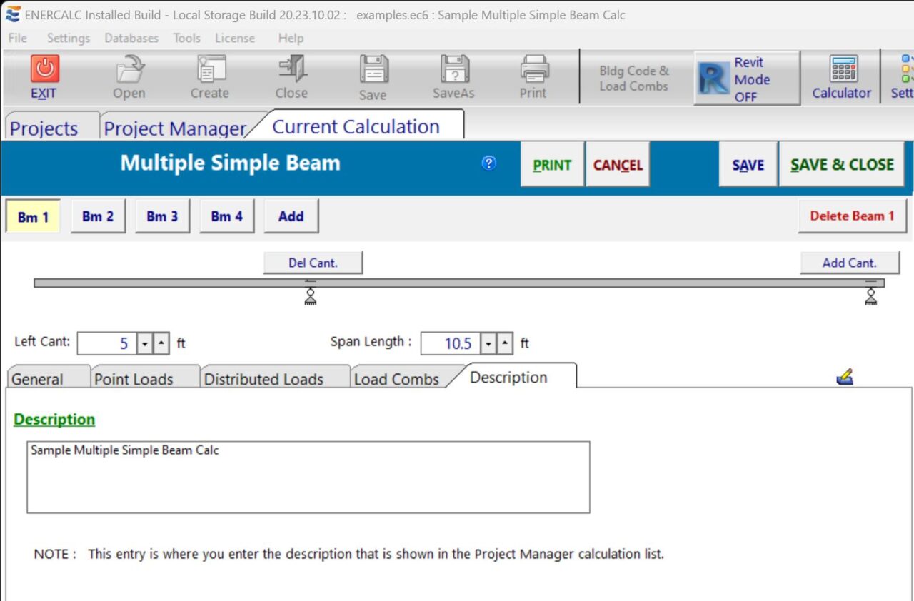 Multiple Simple Beam Analysis & Design - ENERCALC
