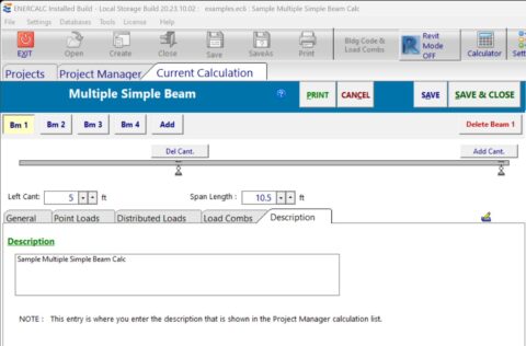 Multiple Simple Beam Analysis & Design - ENERCALC