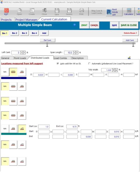 Multiple Simple Beam Analysis & Design - ENERCALC