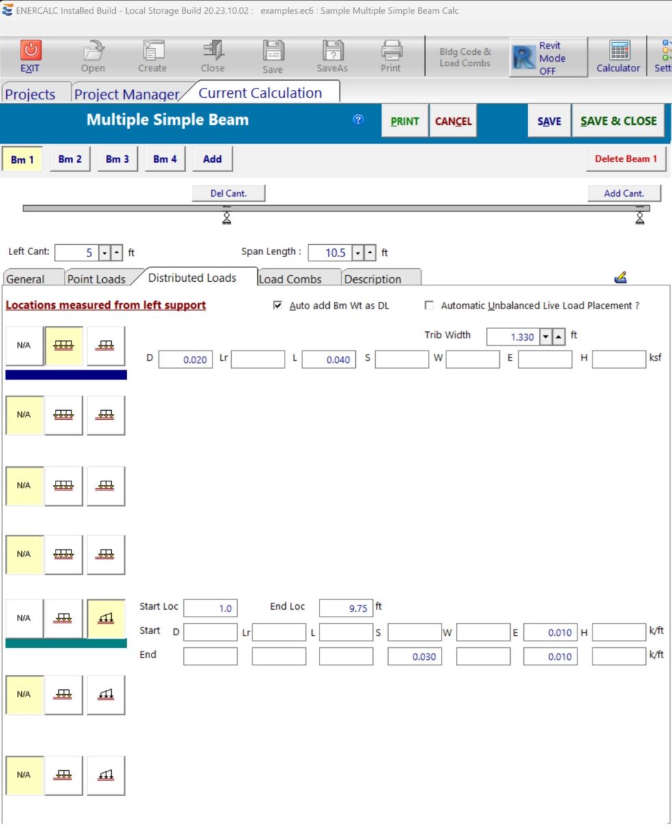 Multiple Simple Beam Analysis & Design - ENERCALC