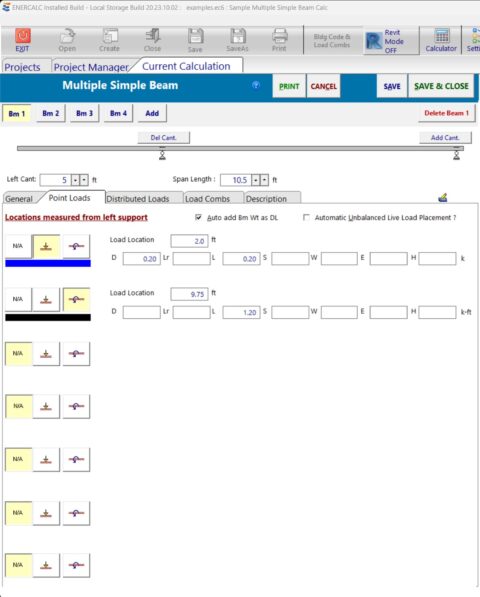 Multiple Simple Beam Analysis & Design - ENERCALC