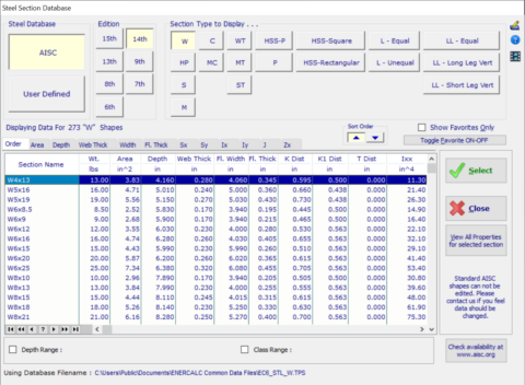 Databases - ENERCALC