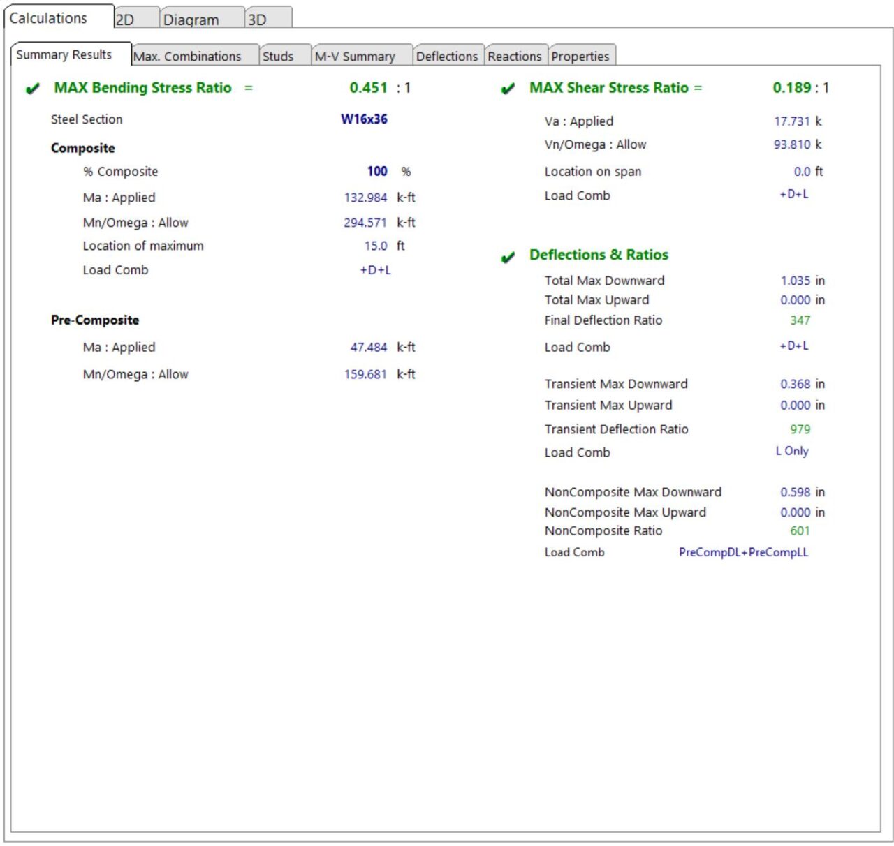 Composite Steel Beam Module - ENERCALC