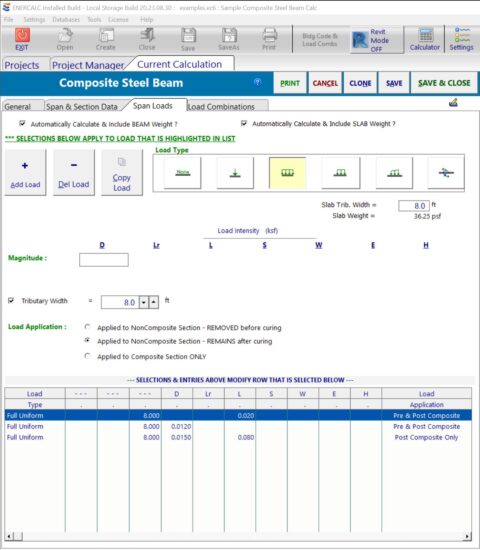 Composite Steel Beam Module - ENERCALC
