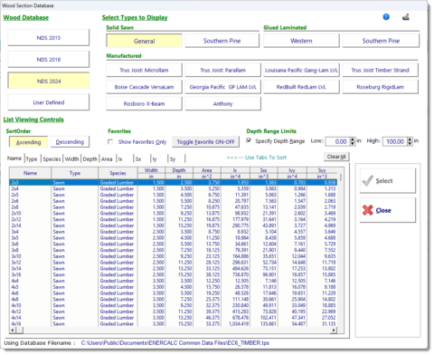 Databases - ENERCALC