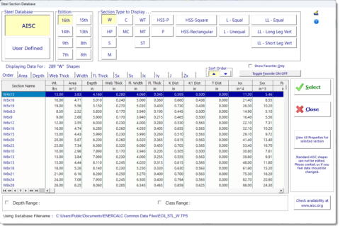 Databases - ENERCALC